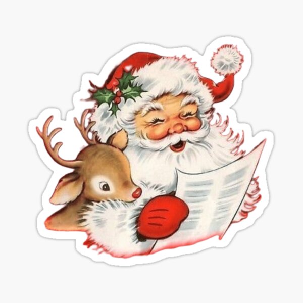 "retro vintage pink santa claus" Sticker for Sale by BORHIM-ART | Redbubble