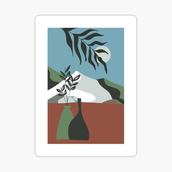 "Mountain Panoramic Palm Leaf And Pottery" Sticker for Sale by ...