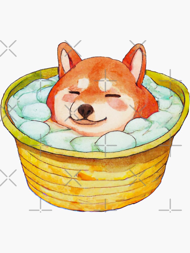 "[sticker] shiba inu in the bath" Sticker for Sale by perropals | Redbubble
