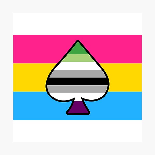 "Aroace and pansexual pride flag with ace of spades" Photographic Print ...