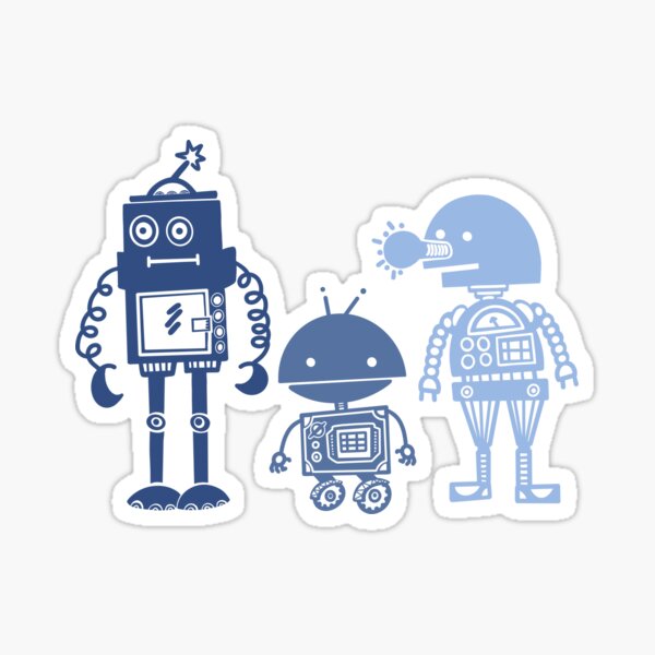 "Blue robots" Sticker for Sale by acbcesarz | Redbubble