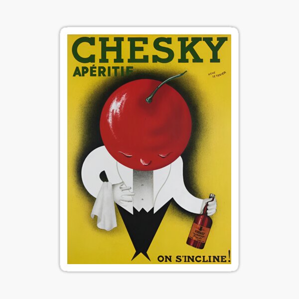 "1926 yellow version of Cheksy French cherry-whisky with red cherry ...
