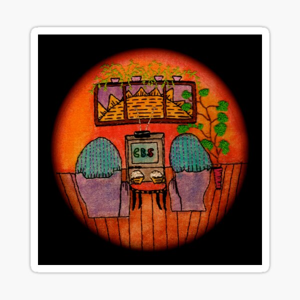 "Watching TV" Sticker for Sale by Hippie-A-GoGo | Redbubble
