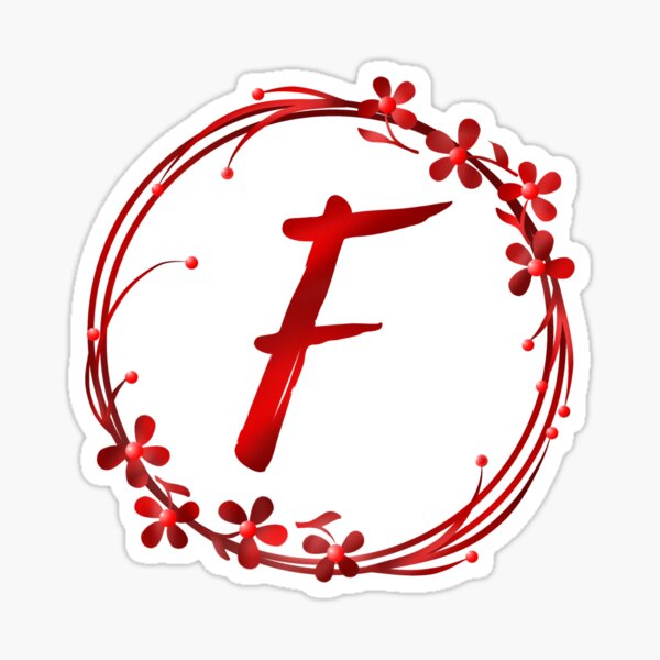 "F initial red flowers monogram - letter f / alphabet f" Sticker for ...