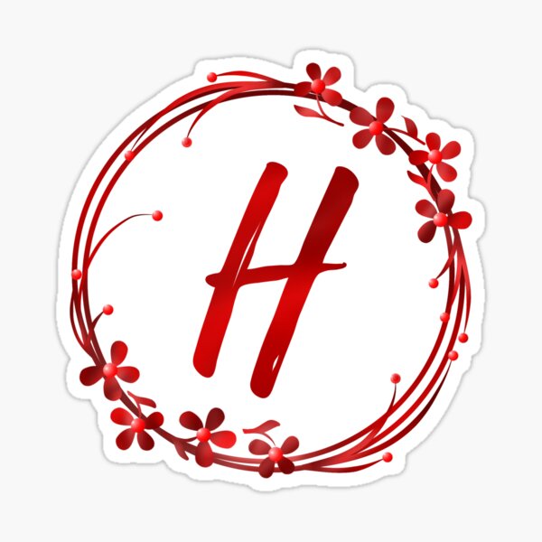 "H initial red flowers monogram - letter h / alphabet h" Sticker for ...