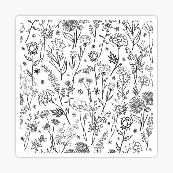 "Black Floral Pattern" Sticker for Sale by Zephyr-Studio | Redbubble