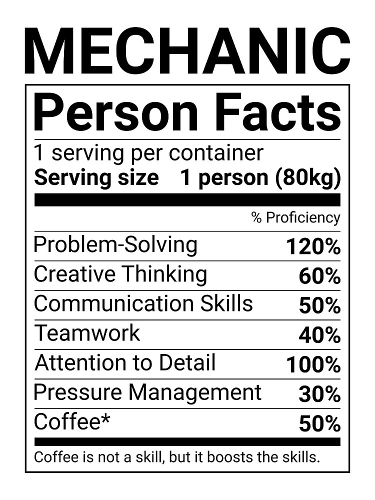 "Funny Mechanic Person Facts" Poster for Sale by blacklinesart | Redbubble