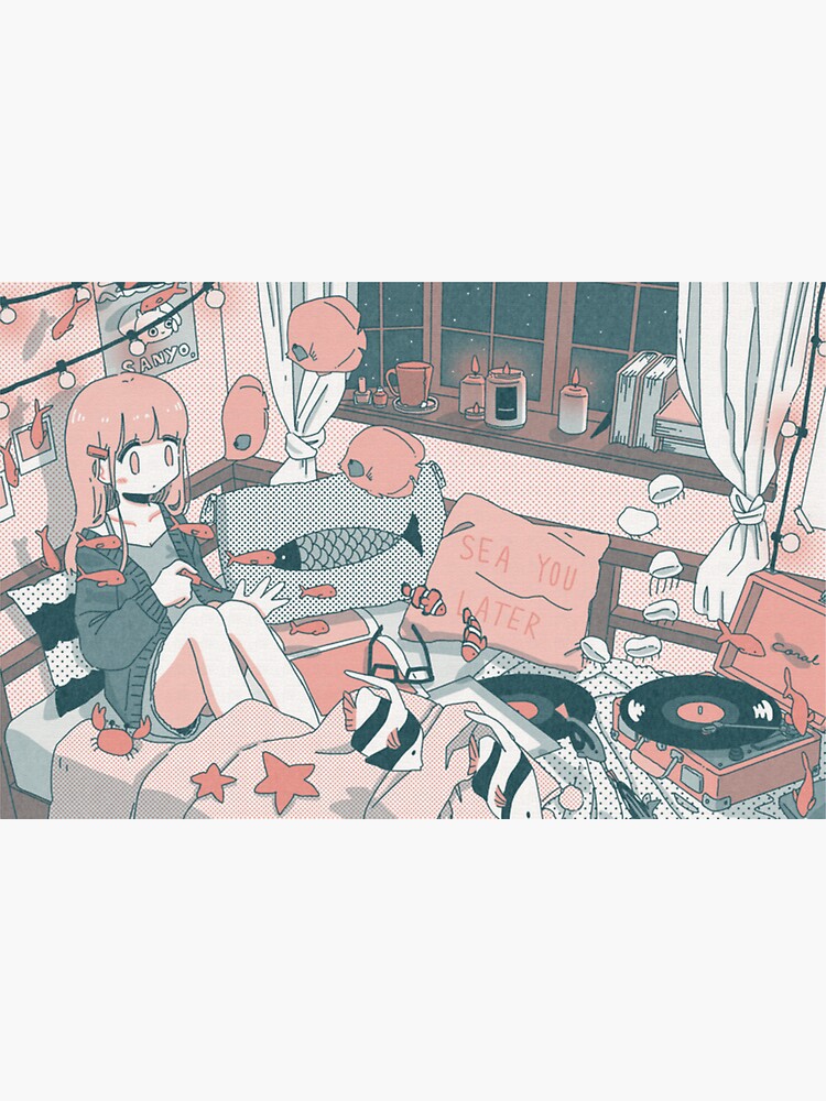 "Retro 90s Anime Girl Aesthetic Lofi Japanese Otaku Kawaii Graphic ...