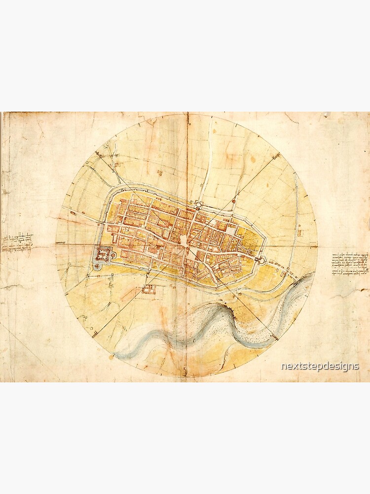 "Map of Imola City, 1502 by Leonardo da Vinci" Art Print for Sale by ...