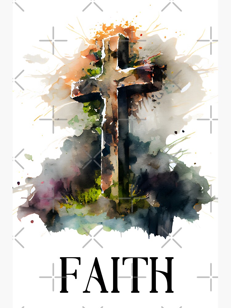 "Watercolor Christian Cross with Faith Text With Neutral Relaxing Tones ...
