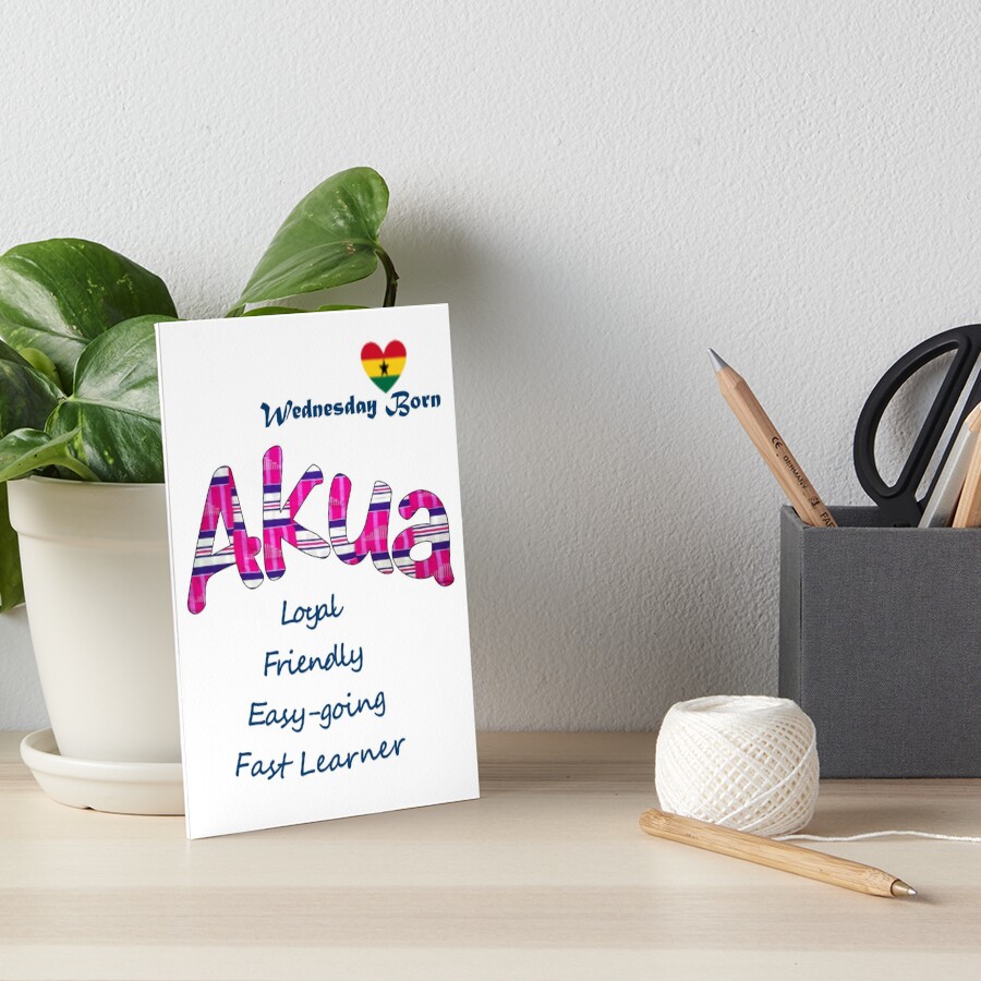 "Wednesday Born Ghanaian Female Name 'Akua' in pink" Art Board Print by ...