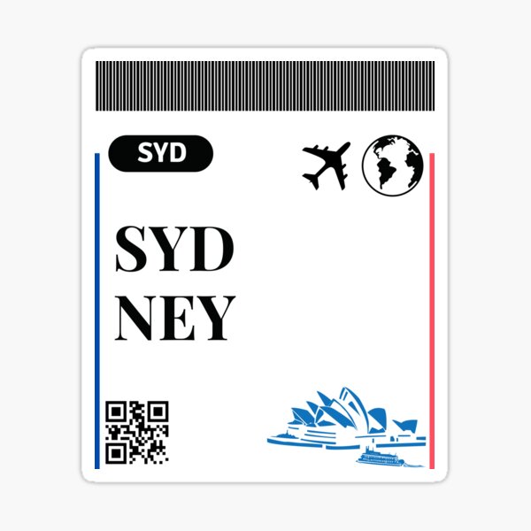 "Sydney Boarding Pass Stickers Ticket" Sticker for Sale by ...