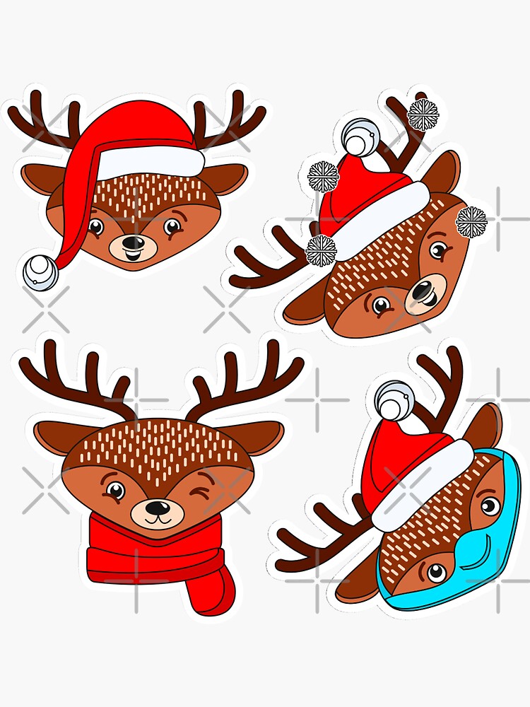 "Rudolph Merry Christmas Sticker Pack Design" Sticker for Sale by ...
