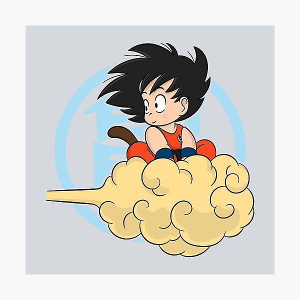 Lámina fotográfica «Dragon Ball Z Son Goku Kid Ride Flying Nimbus Cloud ...