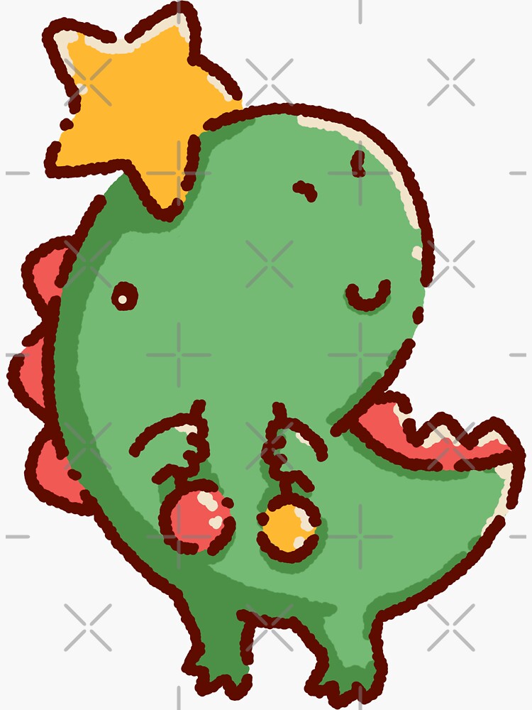 "T rex christmas tree, t-rex, cute dino" Sticker for Sale by ...