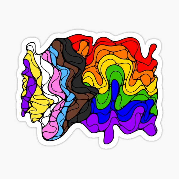 "Progress Pride Flowing Flag with Inked Outlines" Sticker for Sale by ...
