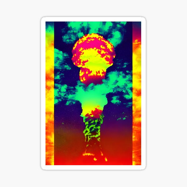 "Nuclear Explosion Mushroom Cloud Vaporwave Design Artwork" Sticker for ...