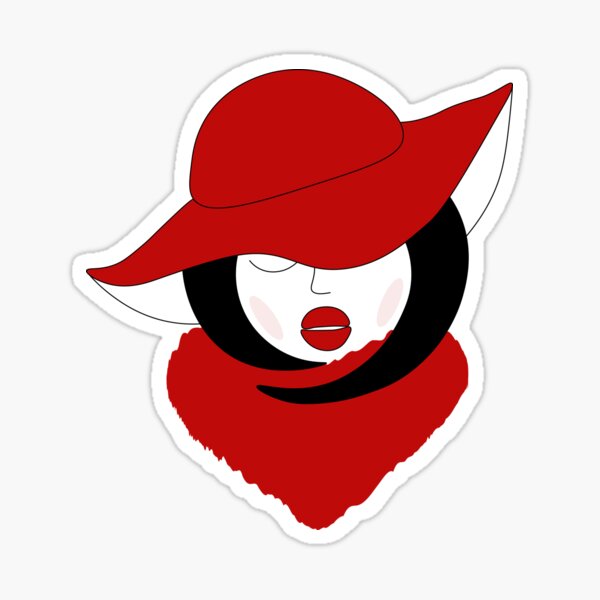 "face of a woman wearing a red hat" Sticker for Sale by SunGraphicArt ...