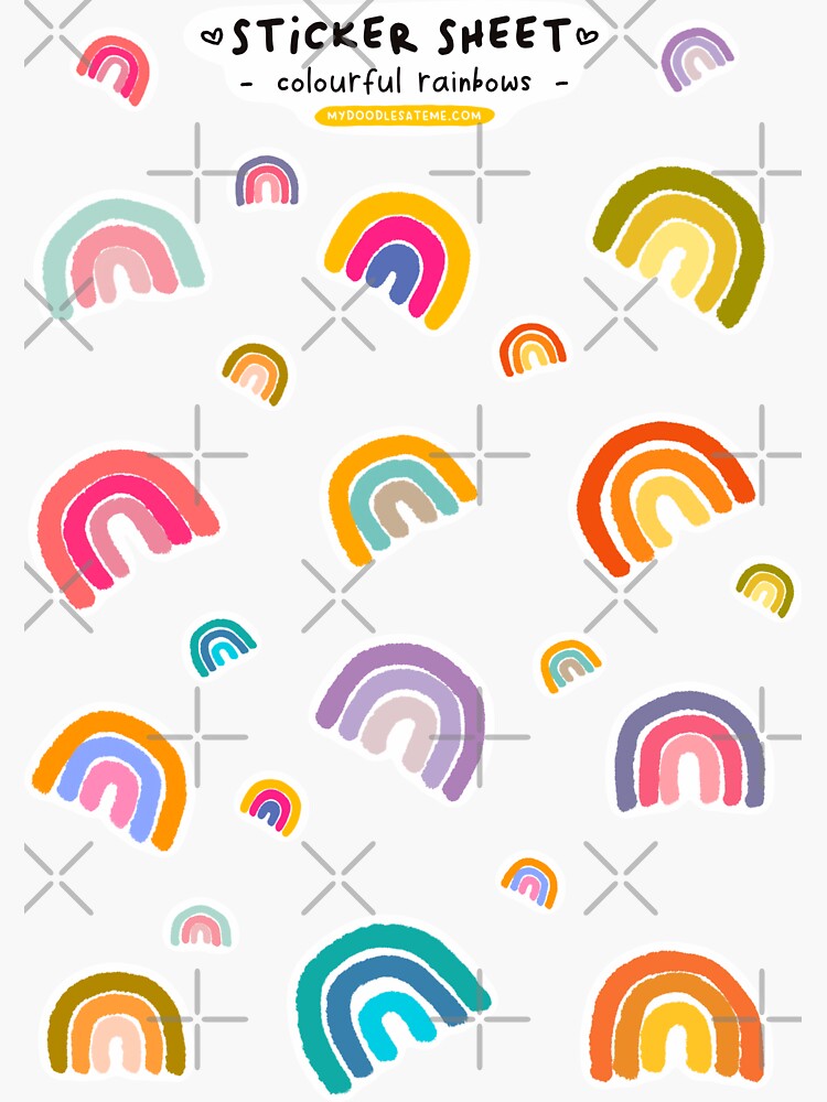 "Happy colorful rainbow pattern | rainbow sticker pack / sheet (better ...