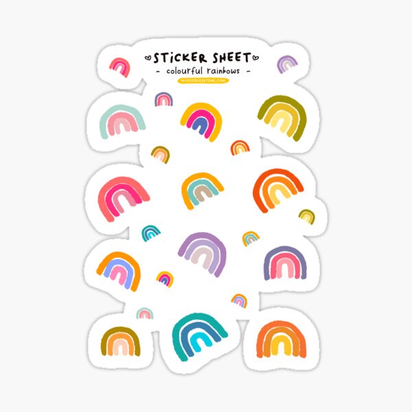 "Happy colorful rainbow pattern | rainbow sticker pack / sheet (better ...