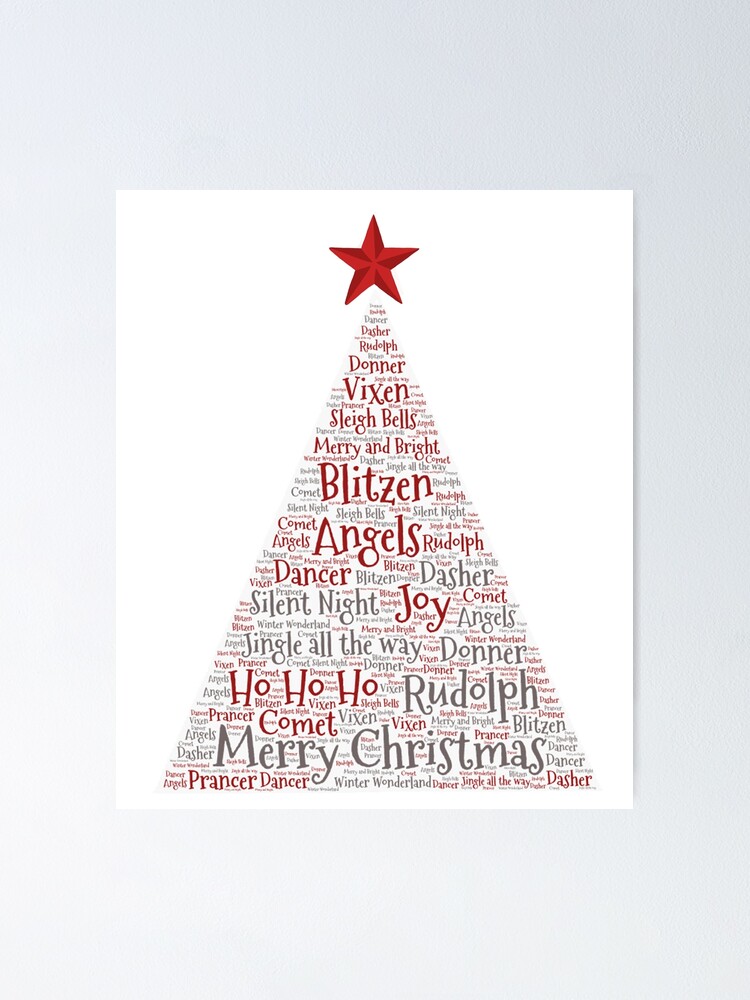 "Merry Christmas Tree Word Art" Poster for Sale by Swigalicious | Redbubble