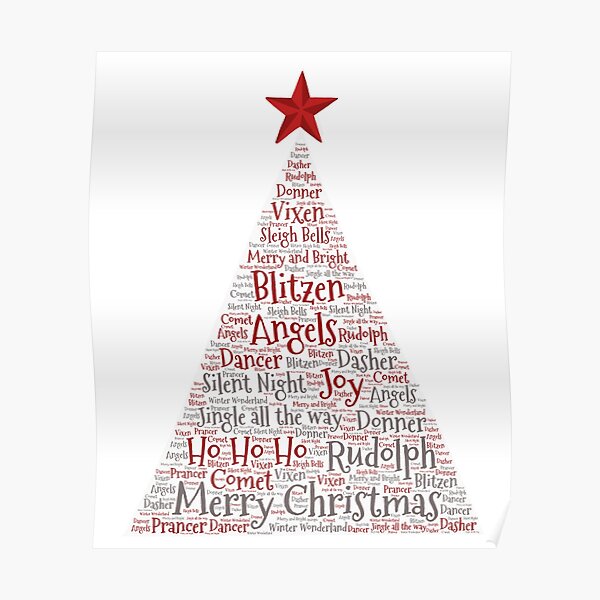 "Merry Christmas Tree Word Art" Poster for Sale by Swigalicious | Redbubble