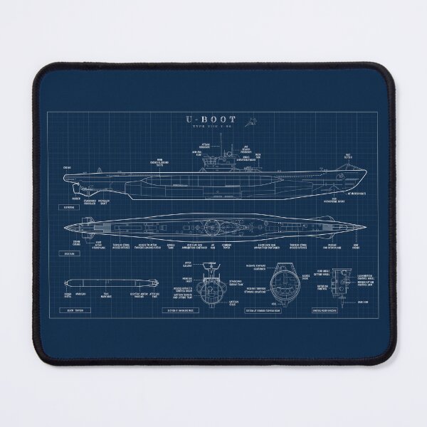 "Das Boot: U-Boot Type VIIC (U-96) Navy Blueprint Version" Mouse Pad ...