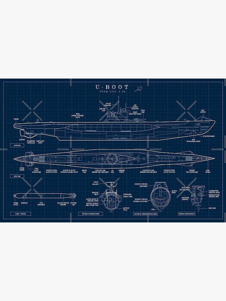 "Das Boot: U-Boot Type VIIC (U-96) Navy Blueprint Version" Poster for ...