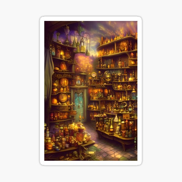 "Magical Potion Shop by Thomas Kinkade and Brian Froud" Sticker for ...