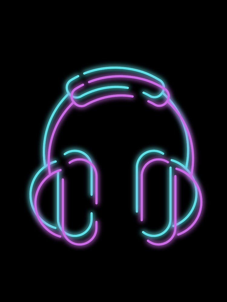 "Neon 3D Gamer Rave EDM Electronic Music Headphone Graphic Design 2 ...