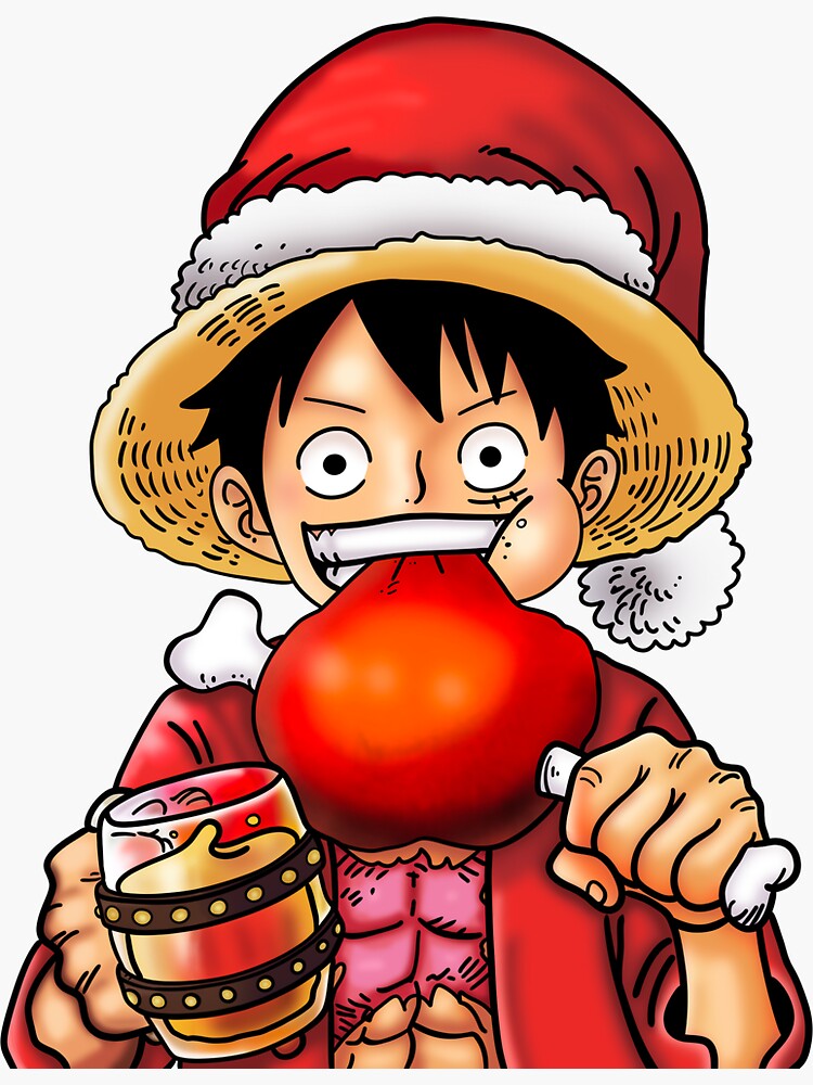 "Holiday Luffy" Sticker for Sale by LunarDesigns14 | Redbubble