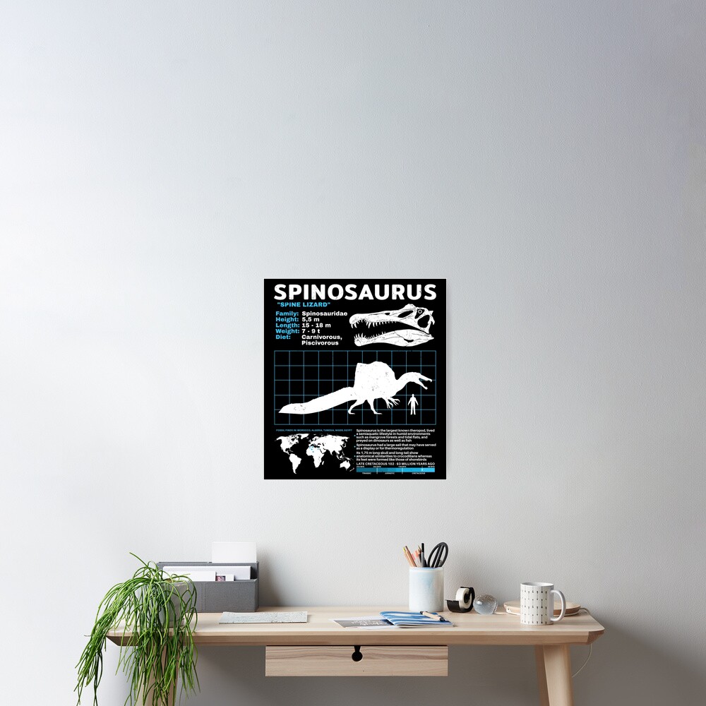 "Spinosaurus data sheet" Poster for Sale by NicGrayGraphic | Redbubble