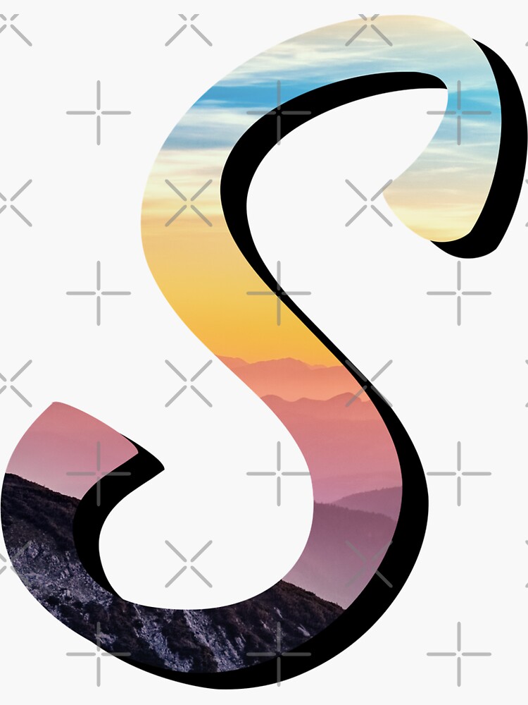"Letter S Monogram Handwriting Initial Pink Sunset Variant " Sticker ...