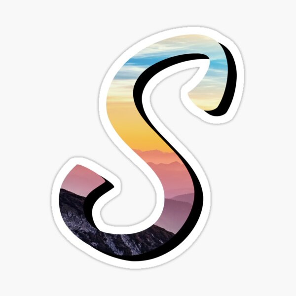 "Letter S Monogram Handwriting Initial Pink Sunset Variant " Sticker ...