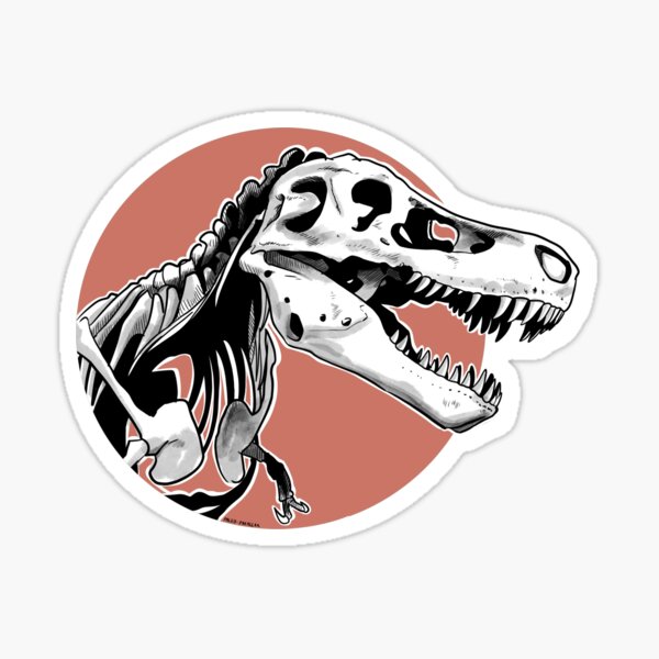 "T-Rex skeleton red" Sticker for Sale by Paleo-parallax | Redbubble