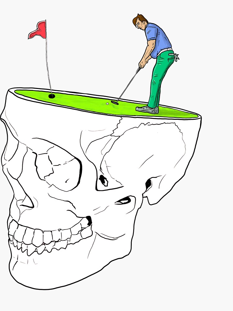 "Golf on your skull mind" Sticker for Sale by 2AndaHalfScoops | Redbubble