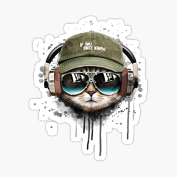 "Cat listening in on music." Sticker for Sale by THE-TFG | Redbubble