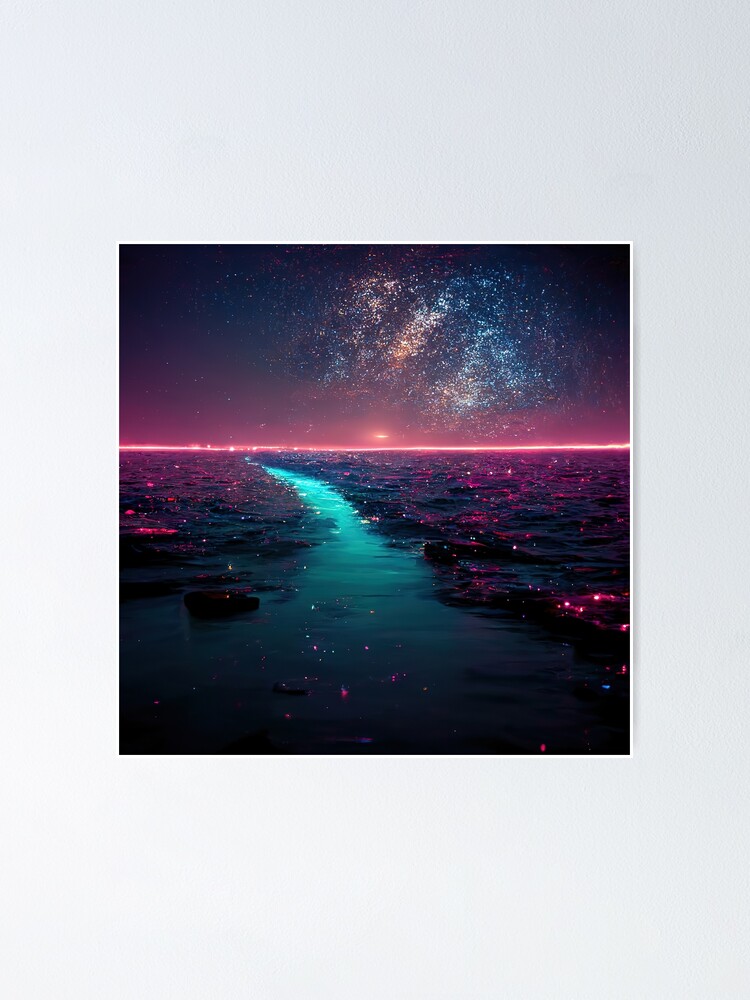 "Synthwave Galactic Ocean" Poster for Sale by Tenderchaos | Redbubble