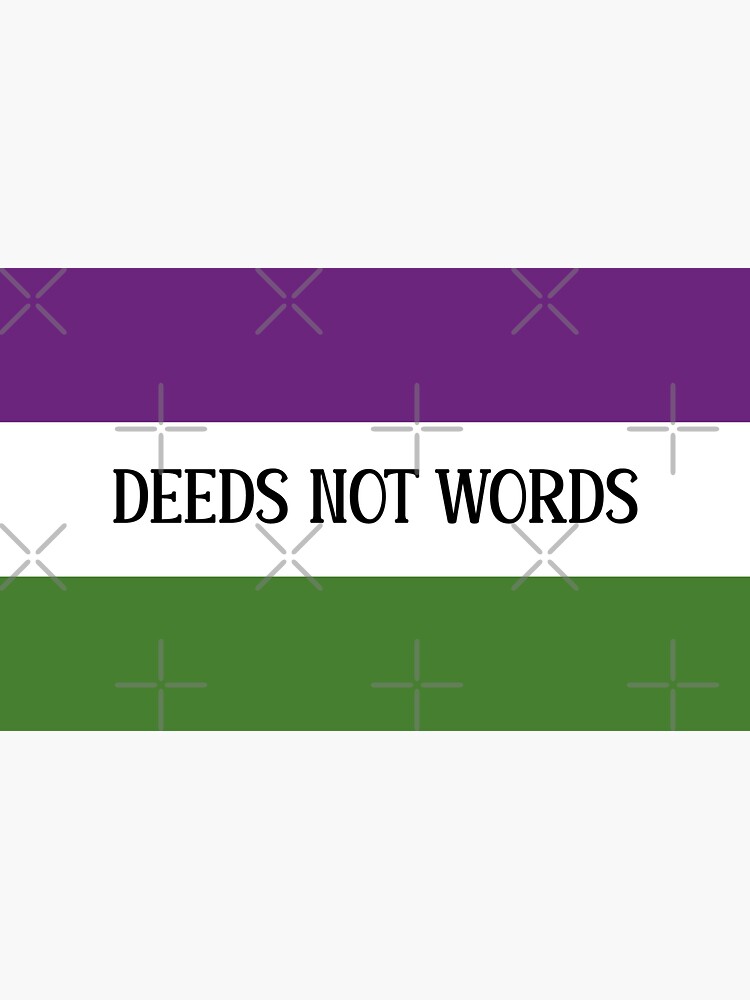 "Suffragette Flag - Deeds Not Words" Sticker for Sale by hkoGraphics ...
