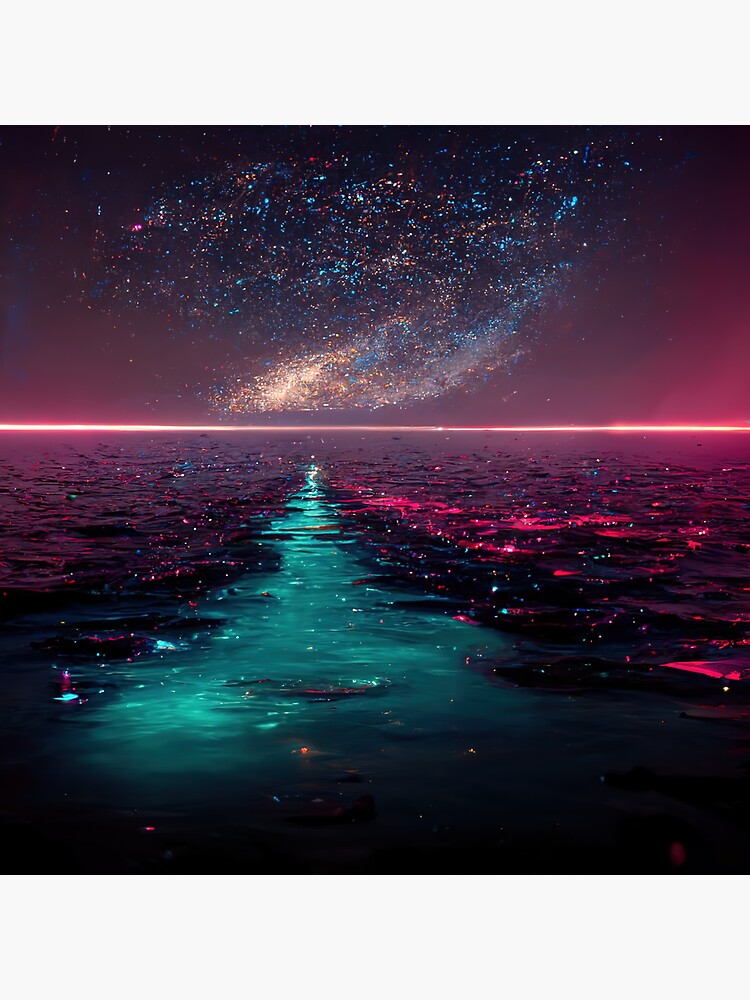 "Synthwave Galactic Ocean" Sticker for Sale by Tenderchaos | Redbubble