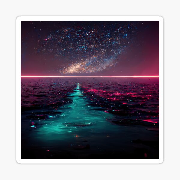 "Synthwave Galactic Ocean" Sticker for Sale by Tenderchaos | Redbubble