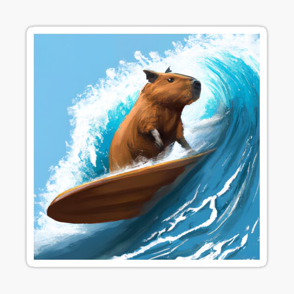 "Capybara Surfer" Sticker for Sale by Haughton-Here | Redbubble