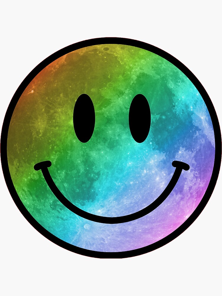 "Rainbow moon Smiley Face , Hippie ,Tiedye, Trippy ,Psychedelic, Groovy ...