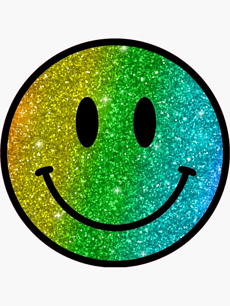 "Rainbow Glitter Smiley Face , Hippie ,Tiedye, Trippy ,Psychedelic ...