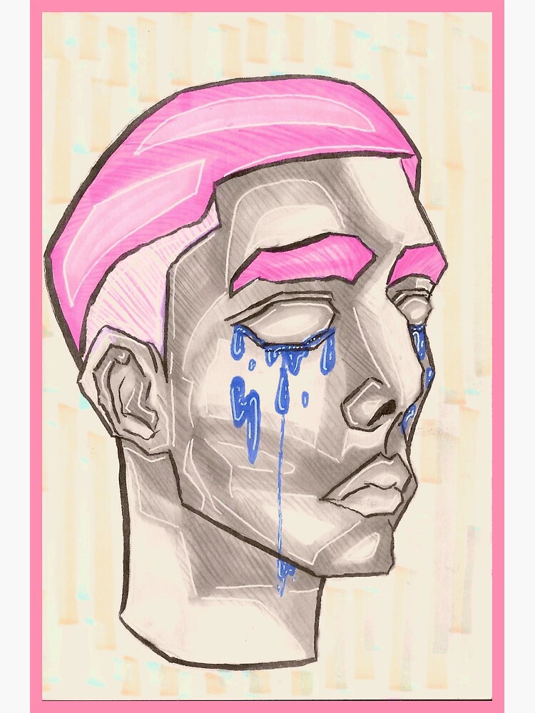 "Crying Pink Hair Statue Head" Sticker for Sale by Harold-Inks | Redbubble