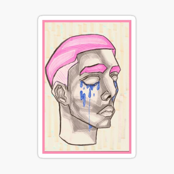 "Crying Pink Hair Statue Head" Sticker for Sale by Harold-Inks | Redbubble