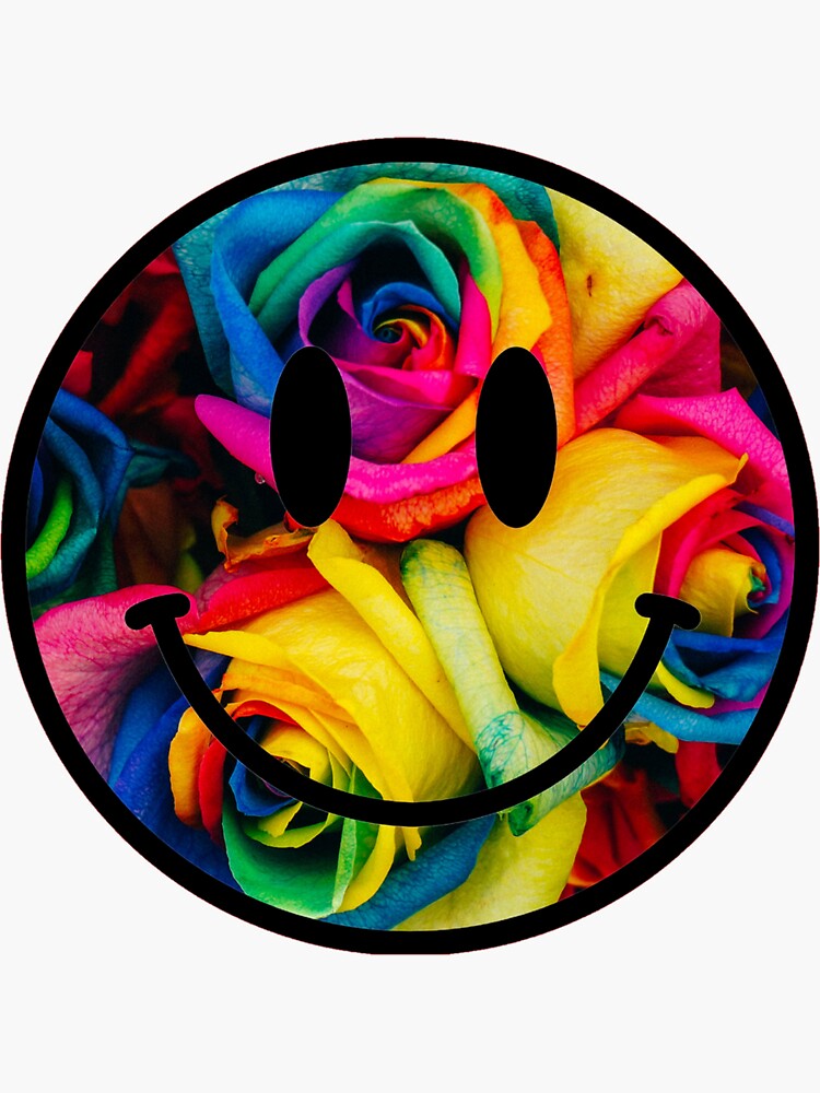 " Rainbow Rose Smiley Face , Hippie ,Tiedye, Trippy ,Psychedelic ...