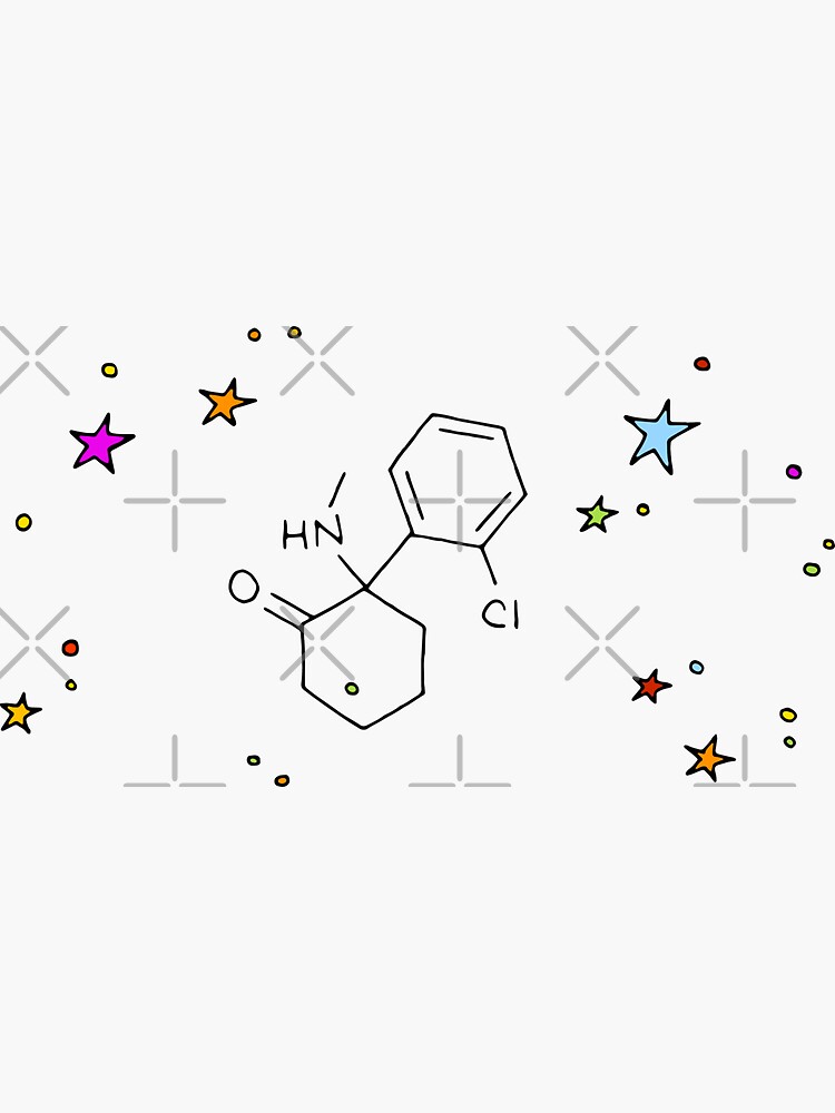 "Ketamine (Ketalar) structural formula with rainbow stars" Sticker for ...