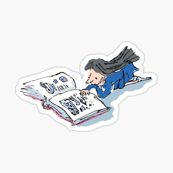"Matilda reading the newspaper - Roald Dahl & Quentin Blake" Sticker ...