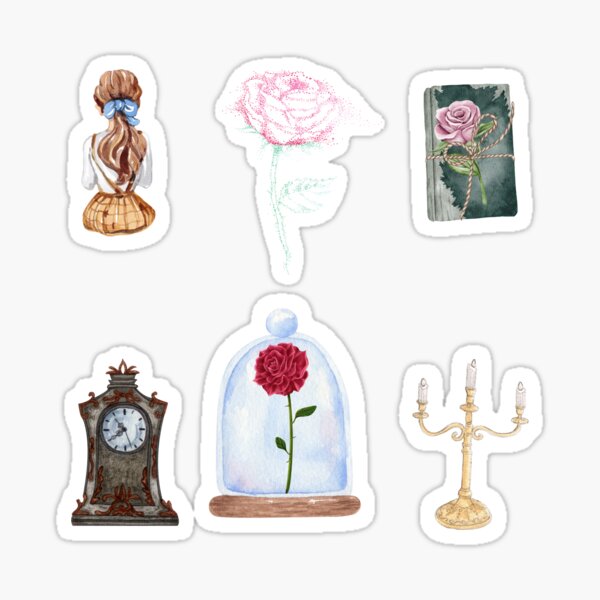 "Beauty and the Beast Inspired Belle Sticker Set" Sticker for Sale by ...
